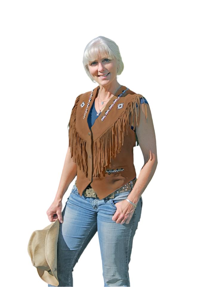 Cowgirl's Western Brown Suede Leather Fringe Beaded Vest CGV407 – NativeEagleStore