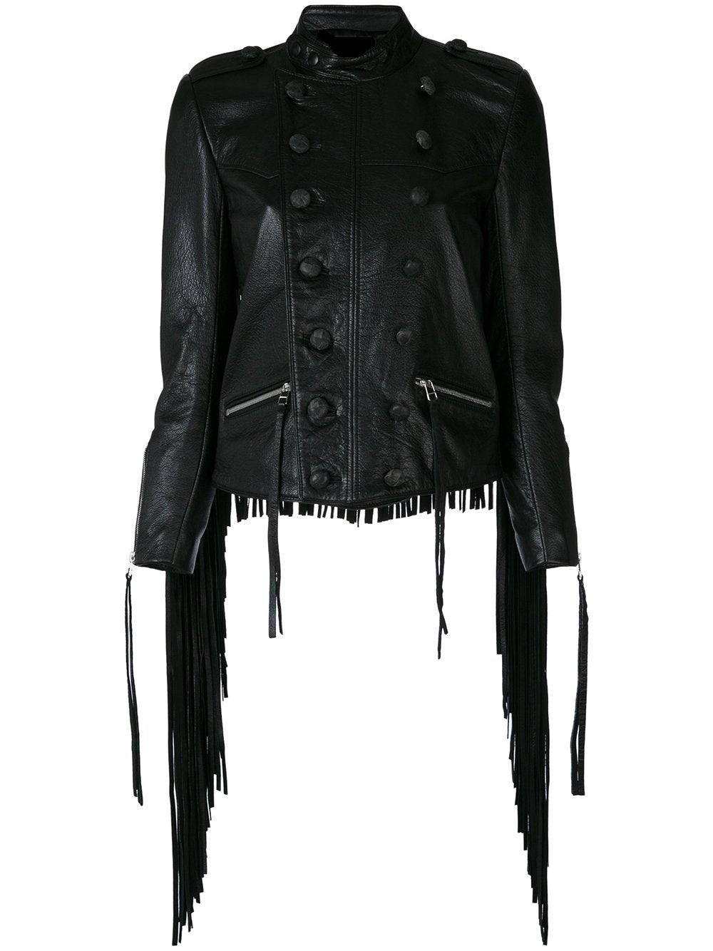 Black Leather Long Fringe Jacket For Women WWJ704 – NativeEagleStore
