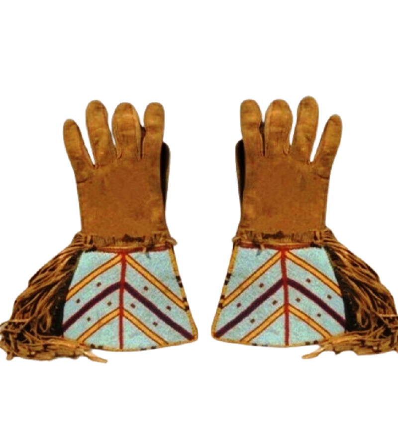 Beaded Gloves Old Native American Style Handmade Leather Gauntlet Glov ...