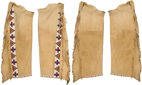 Native American Style Fringe Beaded Tan Leather Chaps Leggings NCP143 ...