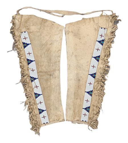Native American Style Fringe Beaded Beige Leather Chaps Leggings NCP15 ...