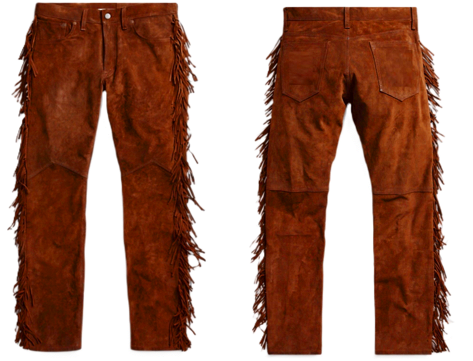 Mens New Brown Buckskin Suede leather Western Hippy Fringe Pants WBP-1 ...