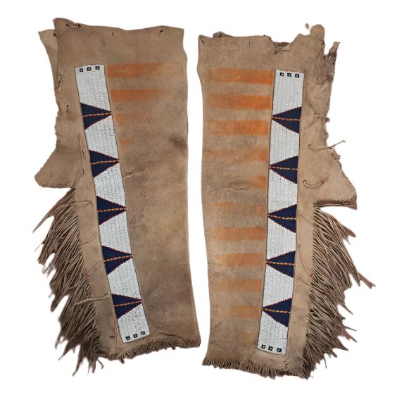 Native American Style Beaded Tan Leather Chaps Leggings NCP213 ...