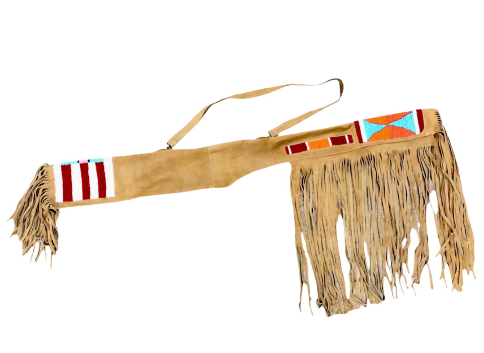 Native American Beaded Style Rifle Scabbard Leather Sheath Fringe NRF1 ...