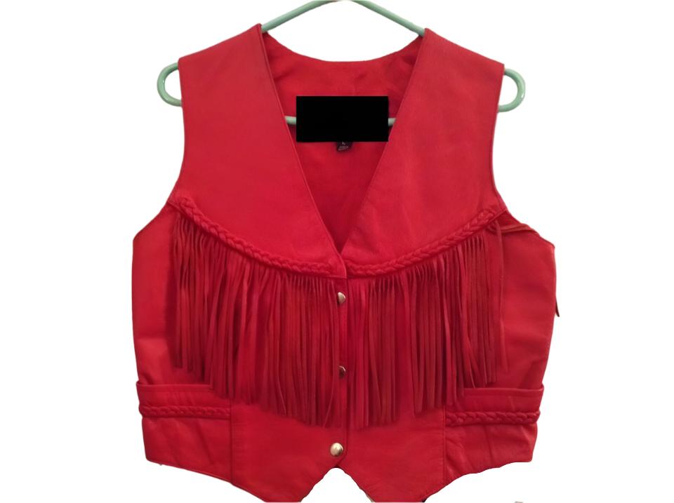 Cowgirl's Western Red Leather Fringe Vest Top CGV519 – NativeEagleStore